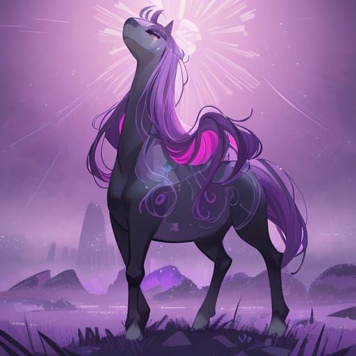 Mythic Purple Pony Reigns in Dreamlike Digital Art - AI Art