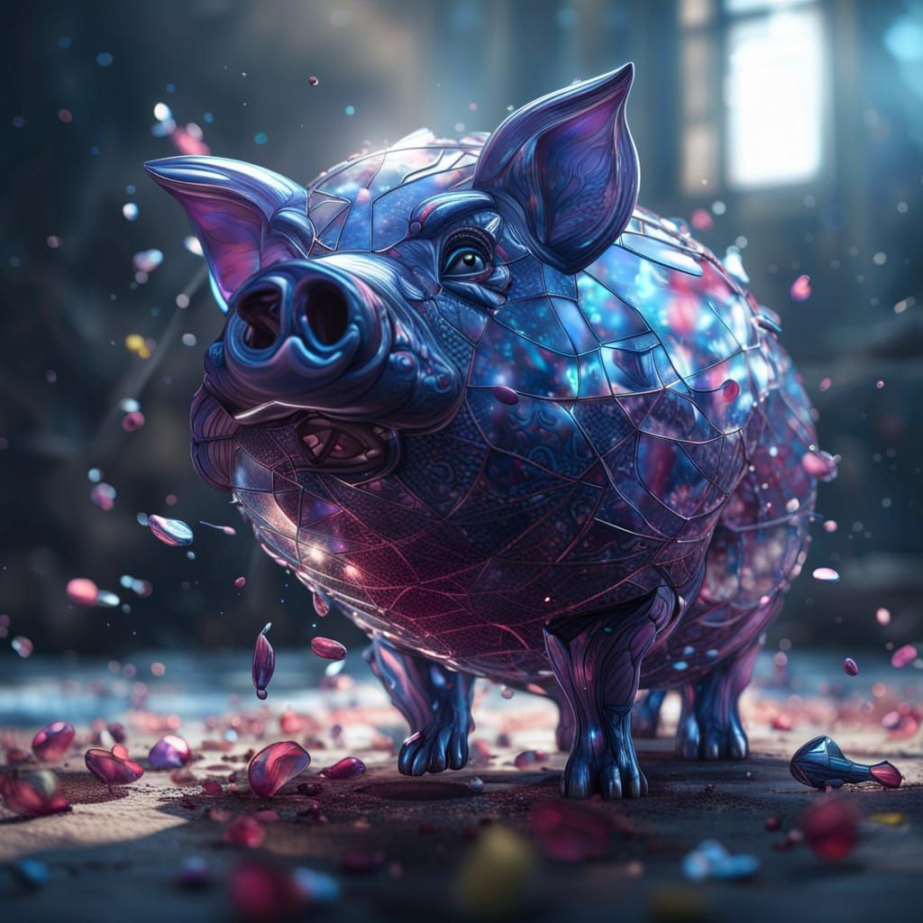 shattered glass pig - AI Generated Artwork - NightCafe Creator