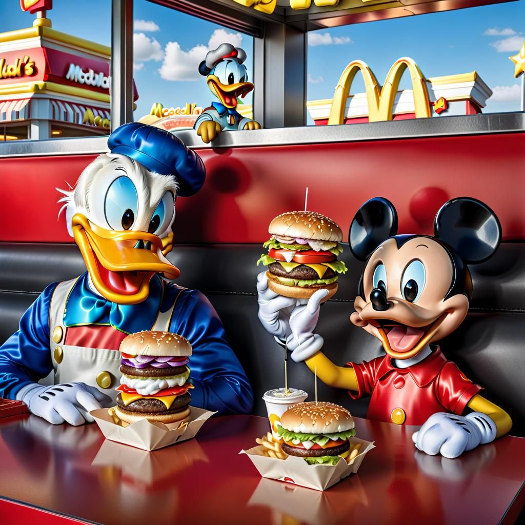 Mickey & Donald hanging at Mickey D's ♥️ - AI Generated Artwork ...