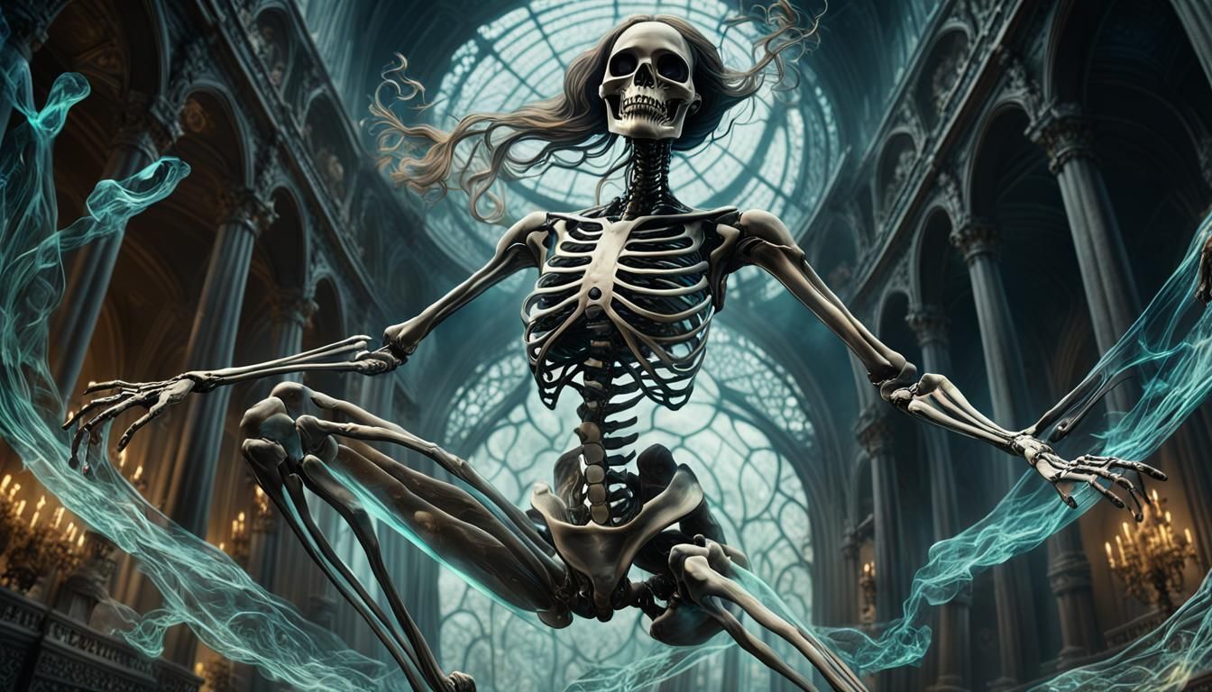 a glass and skeleton women - AI Generated Artwork - NightCafe Creator