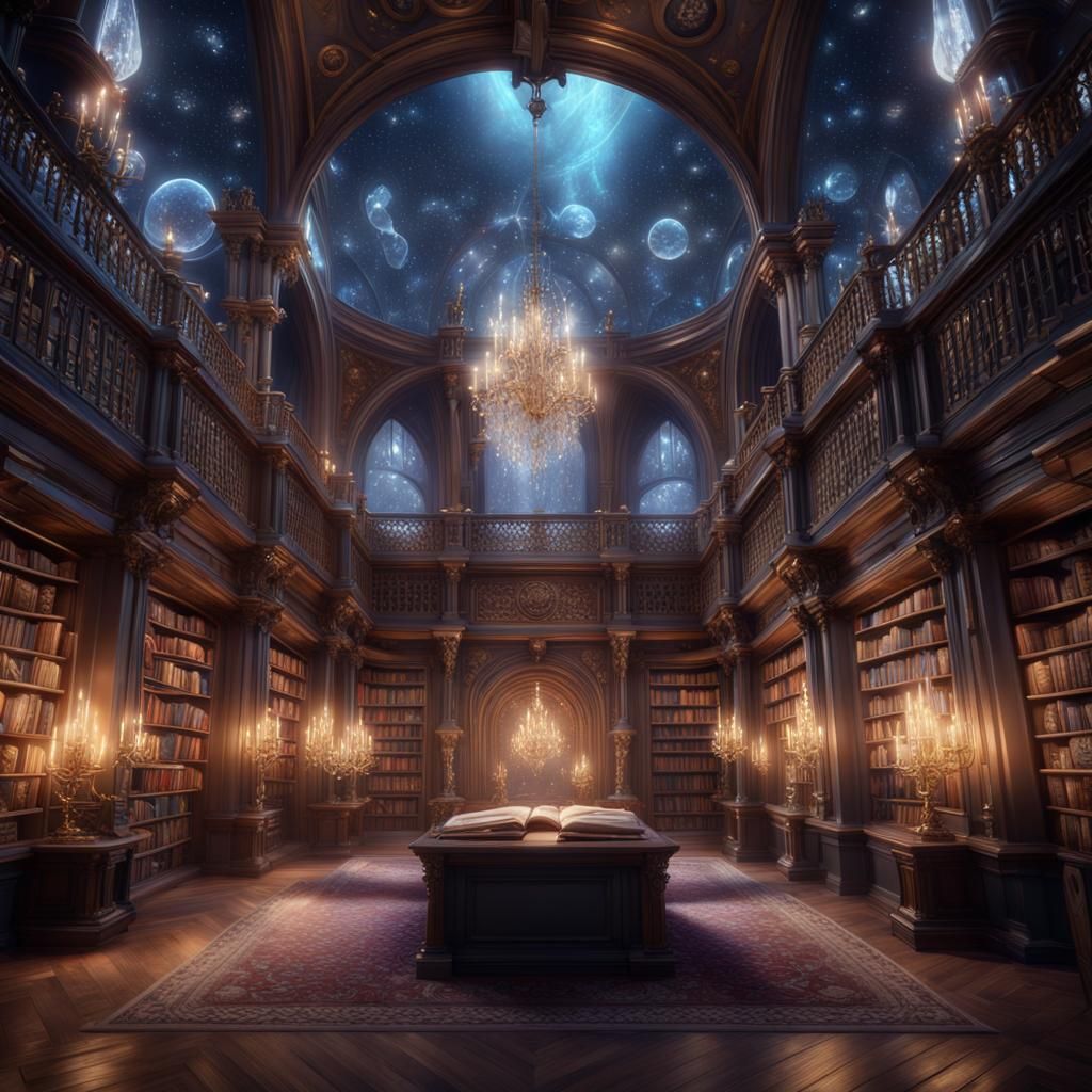 Beautiful library 5 - AI Generated Artwork - NightCafe Creator