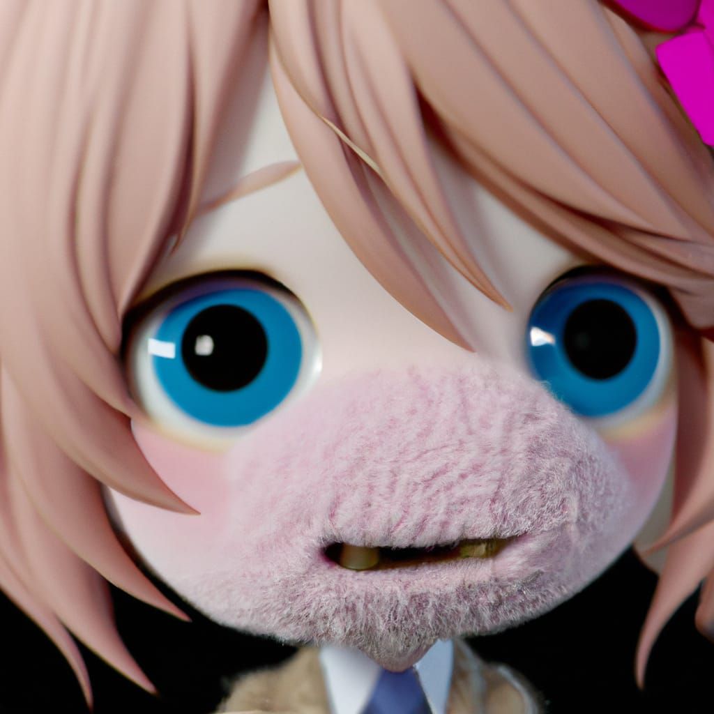 DDLC Sayori as a muppet ultra-realistic hyperdetailed meticulous ...