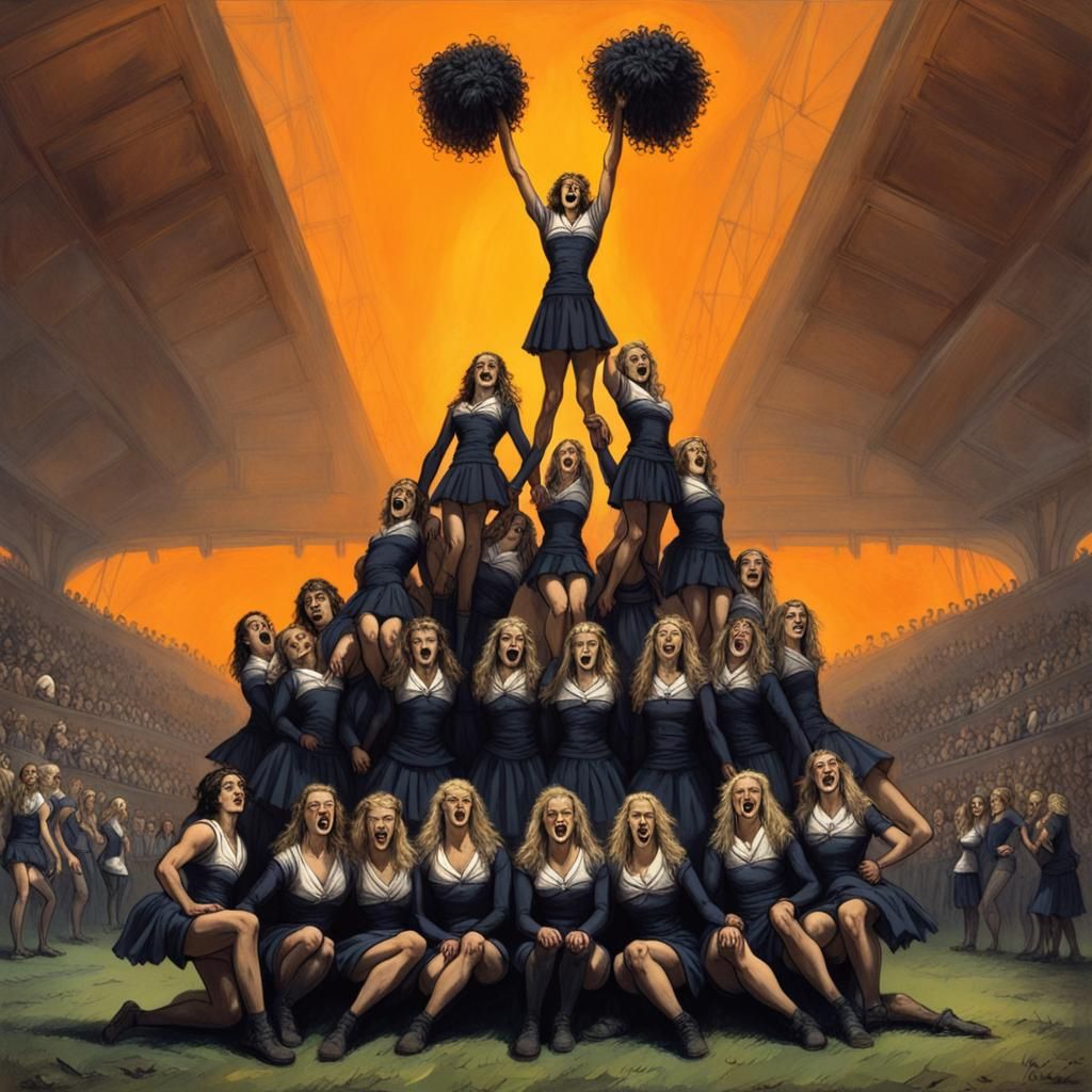 Cheerleader Pyramid - AI Generated Artwork - NightCafe Creator