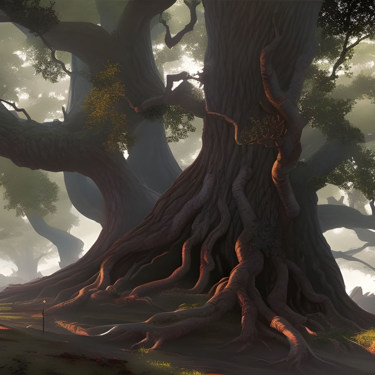 legendary tree II - Giant Tree in Deep Forest Legend Illustr...