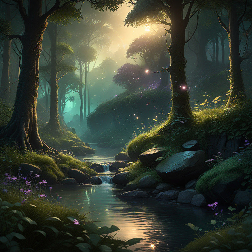 Mystical River - Ethereal Elf Ranger Unveils Glowing Magical...