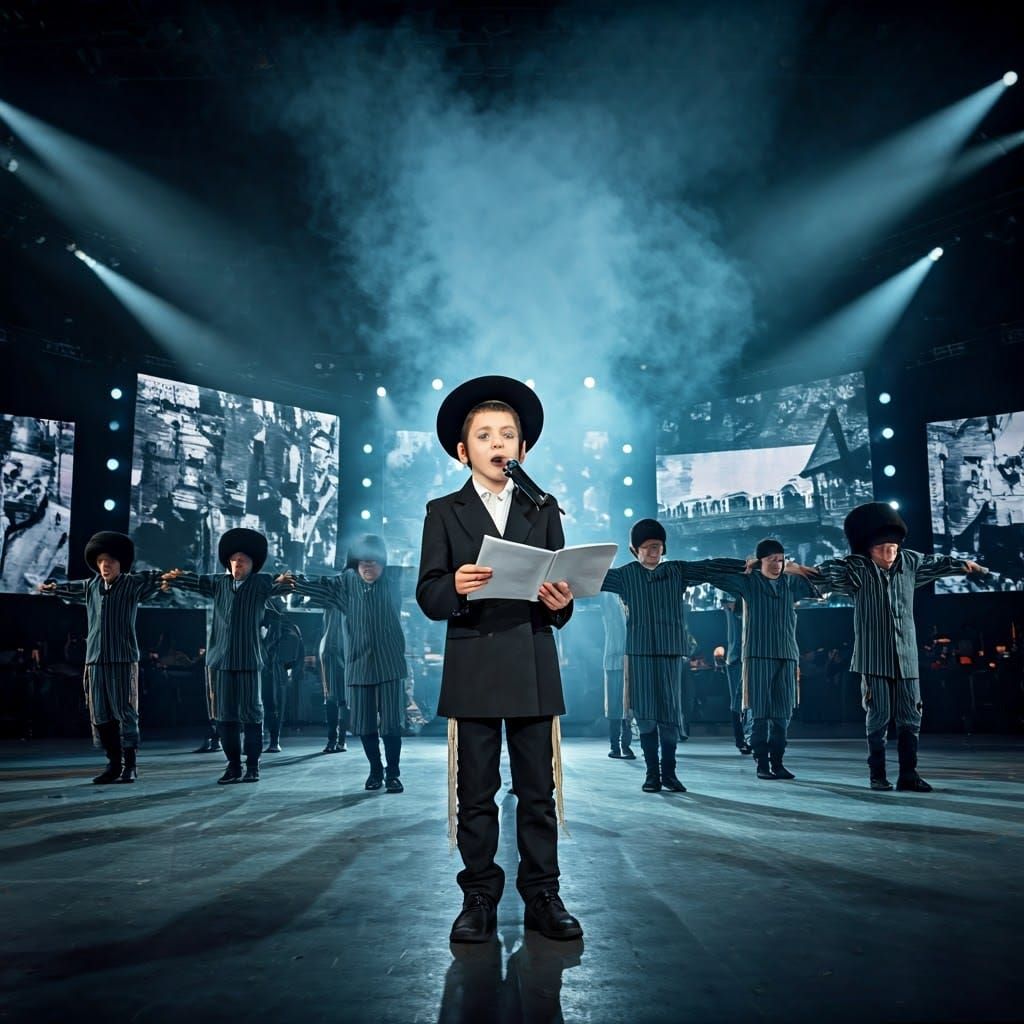 Soulful Hasidic Singer Performs on Stage with Emot... - AI Art