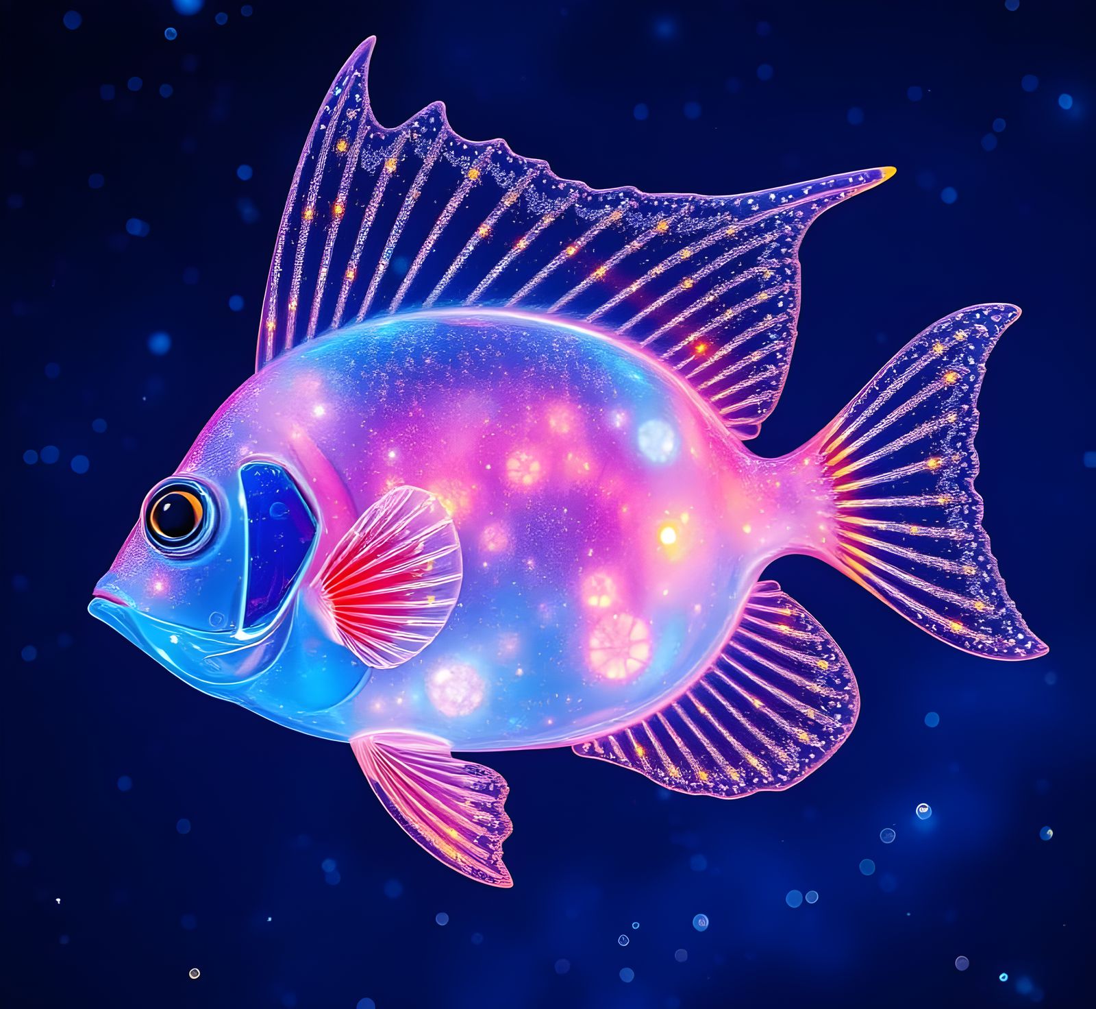 Bioluminescent angelfish - Stunning Bioluminescent Chibi Ang...