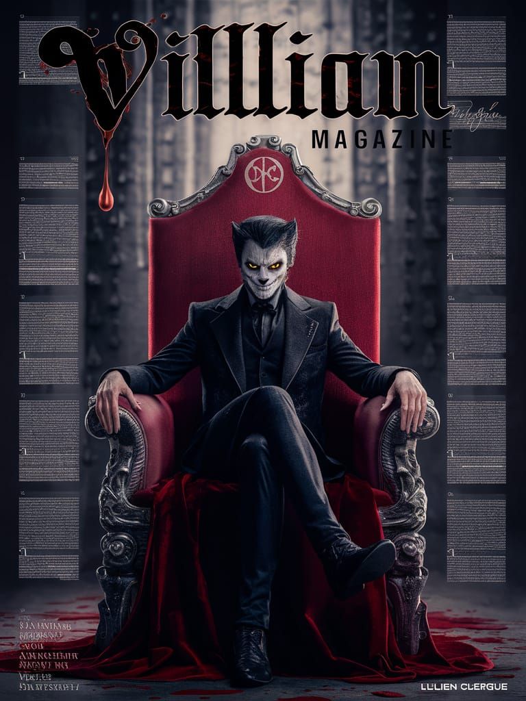 Title in Blackletter/Gothic type " Villian Magazine " at top on ...