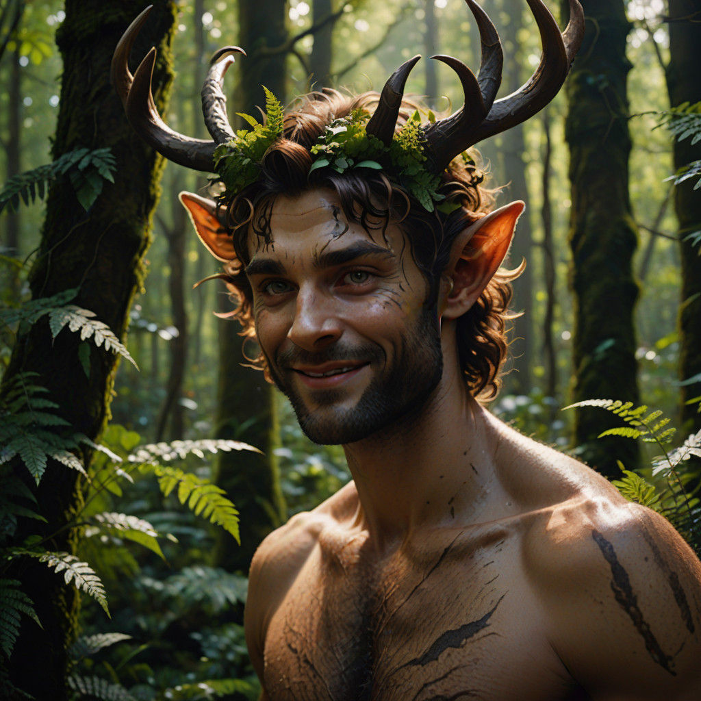 Enchanted Forest Faun: A Charismatic Trickster wit... - AI Art
