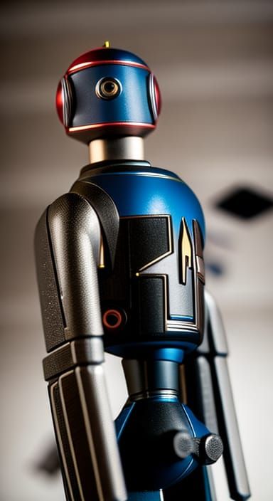 robot droid toy star trek face with integrated suit space background ...