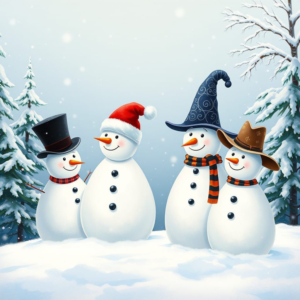 Using all the hats - Winter Wonderland with Snowmen in Elega...