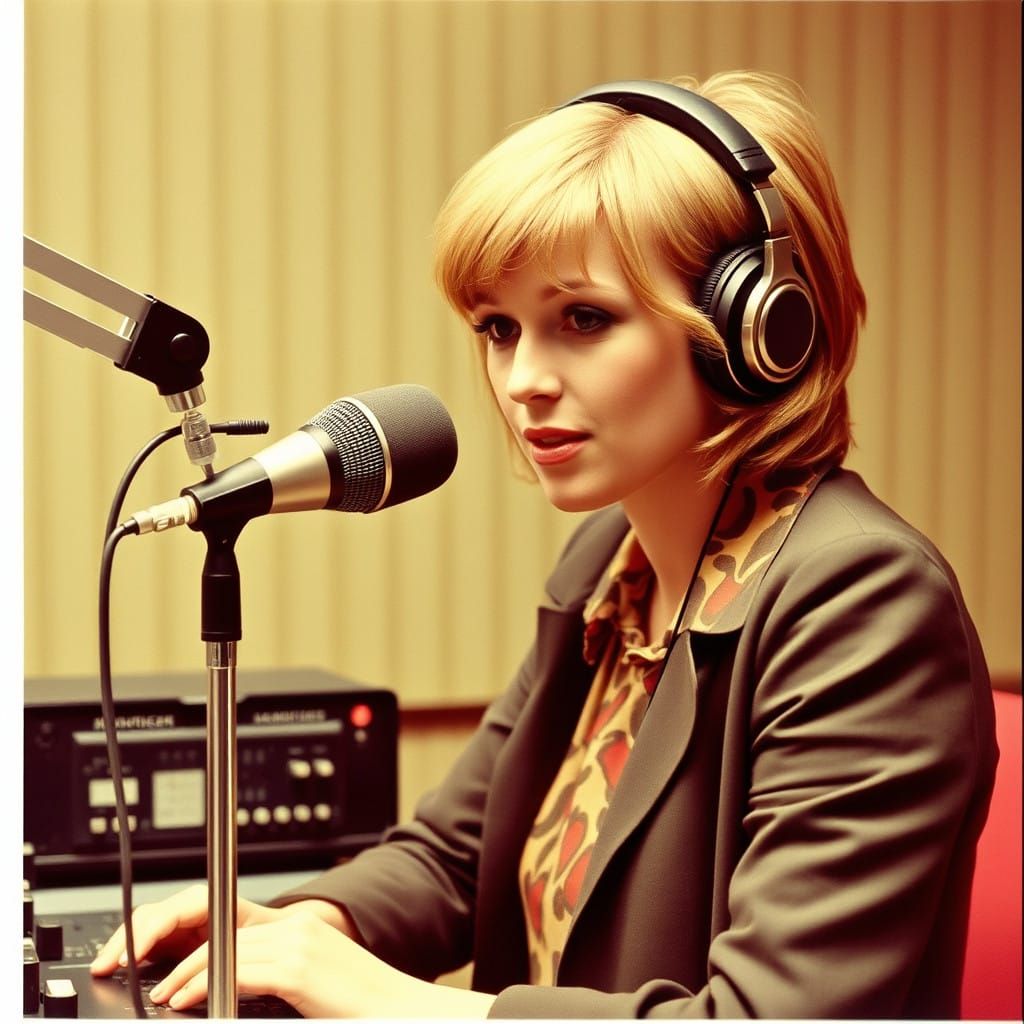 Vintage British Radio Hostess in Retro Attire - AI Art