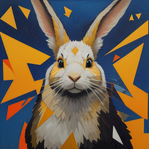 Cubist Masterpiece of a Rabbit Under the Starry Sk... - AI Art