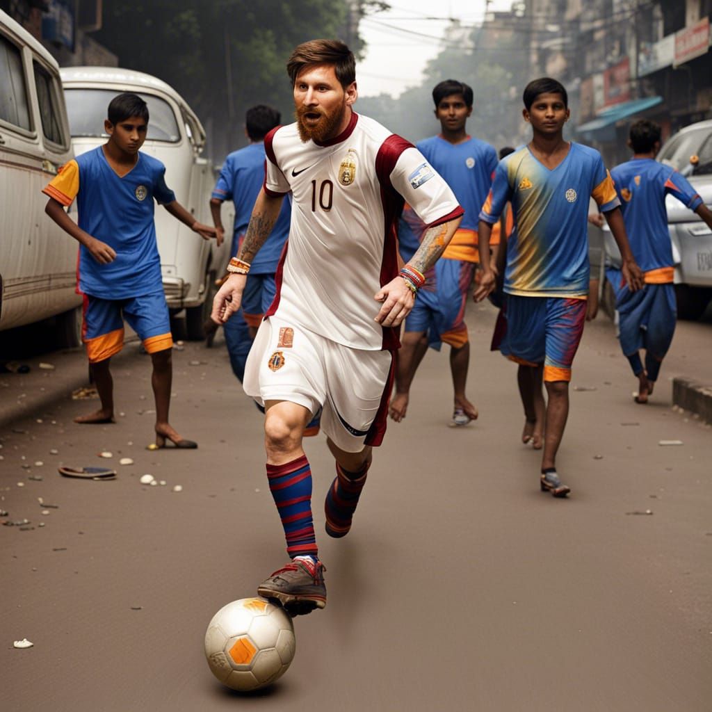 Messi in Kolkata -3 - AI Generated Artwork - NightCafe Creator