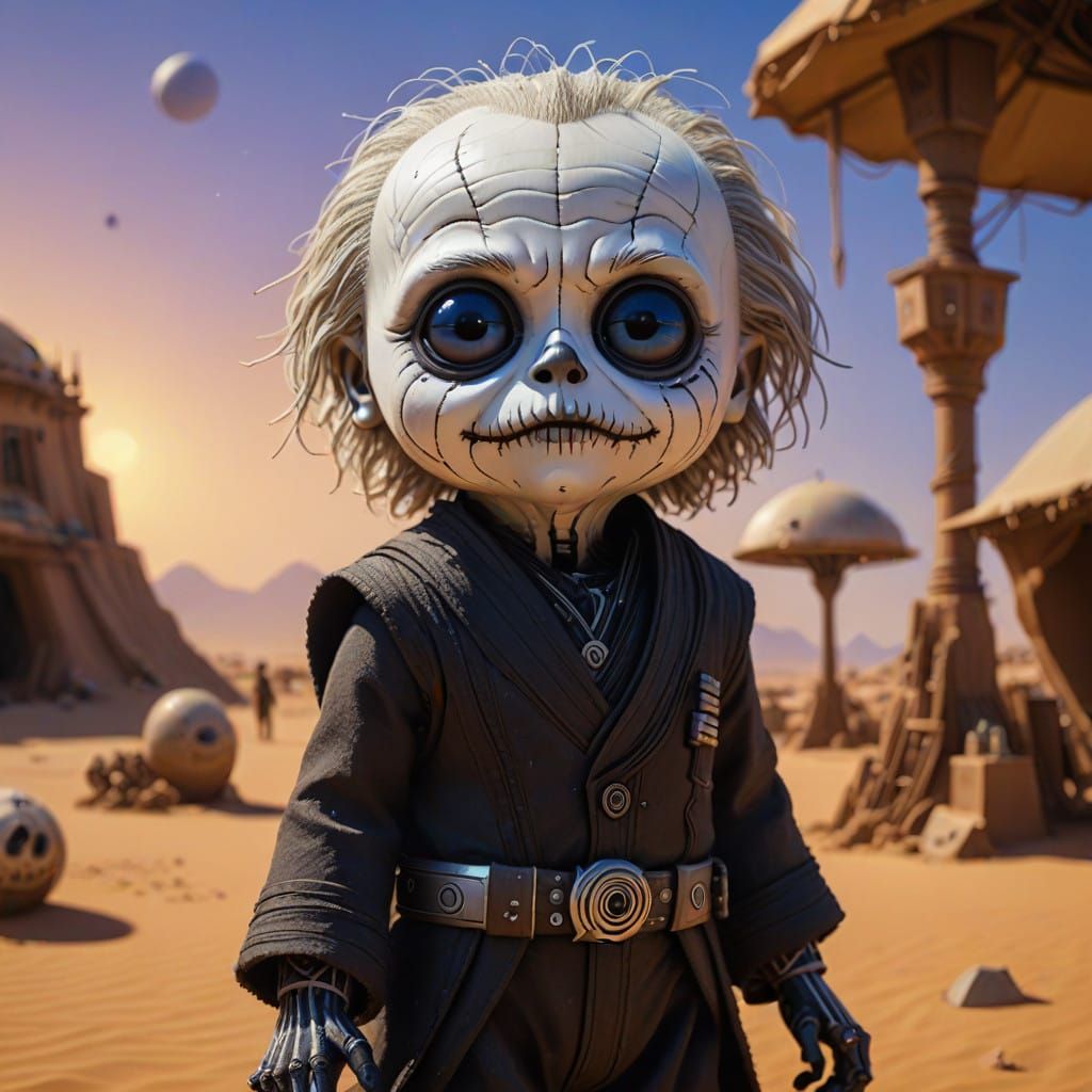 A ragdoll baby Master Windu as Jack Skellington in tatooine ...
