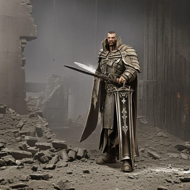 male Warhammer 40K inquisitor wearing a long black duster while holding ...