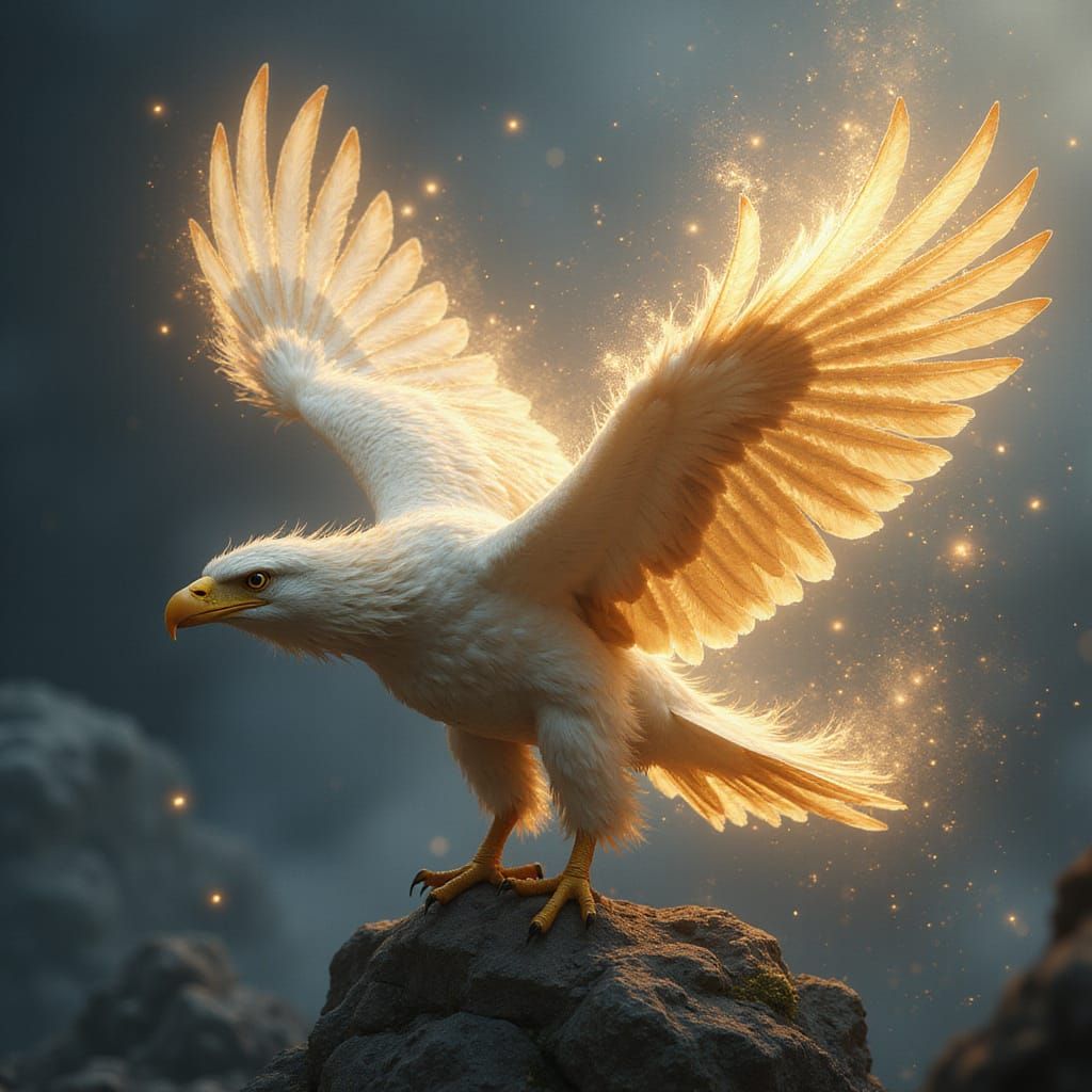 Ethereal Eagle of Light, Radiant and Powerful - AI Art