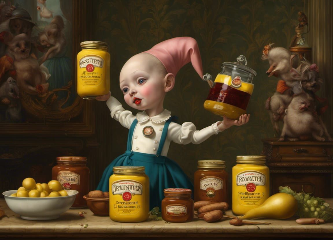 saucy girl with mustard - AI Generated Artwork - NightCafe Creator