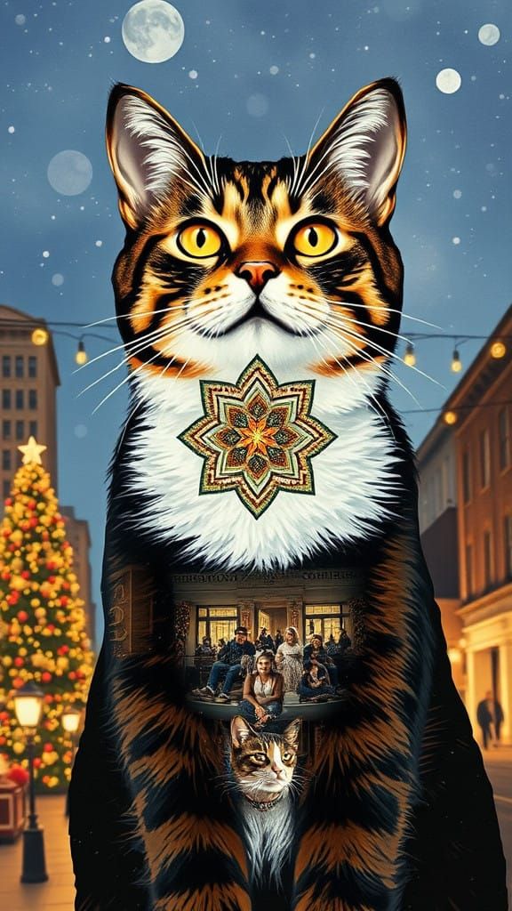 Cats Within Cats - Whimsical Impasto Portrait of a Cat in a ...