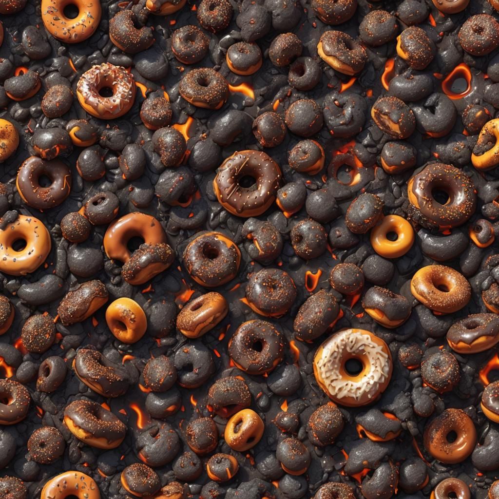 Surrealism. A donut is rotten in hell. Fire. Ash. Lava - AI Generated ...