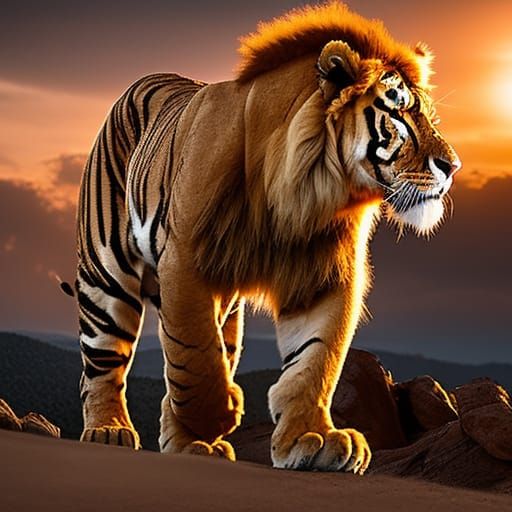 Liger King, Lord of the Savannah - AI Generated Artwork - NightCafe Creator