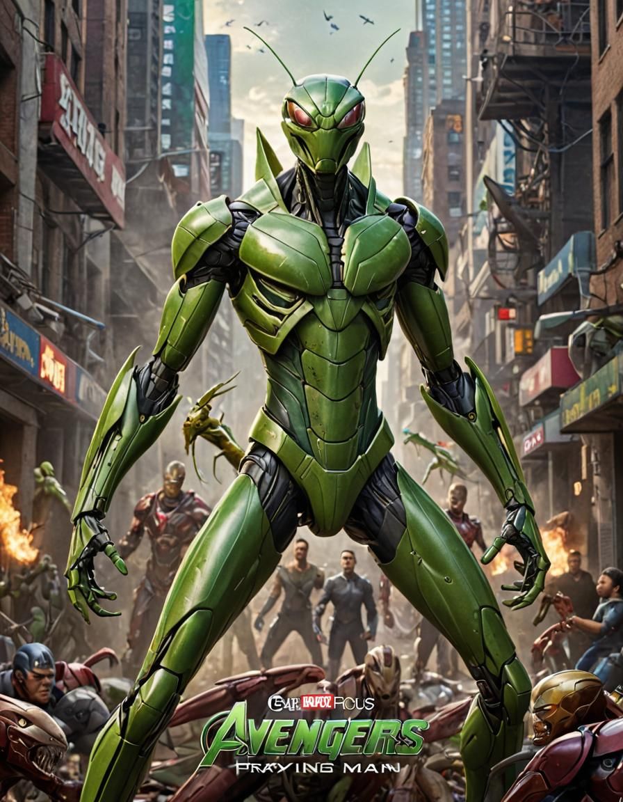 An epic movie poster in the style of Marvel's Avengers, titled "PRAYING ...