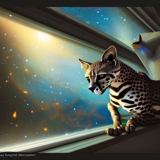 Flying blue ocelot in galactic sky Magical, Intricate, Digital, Scenic ...