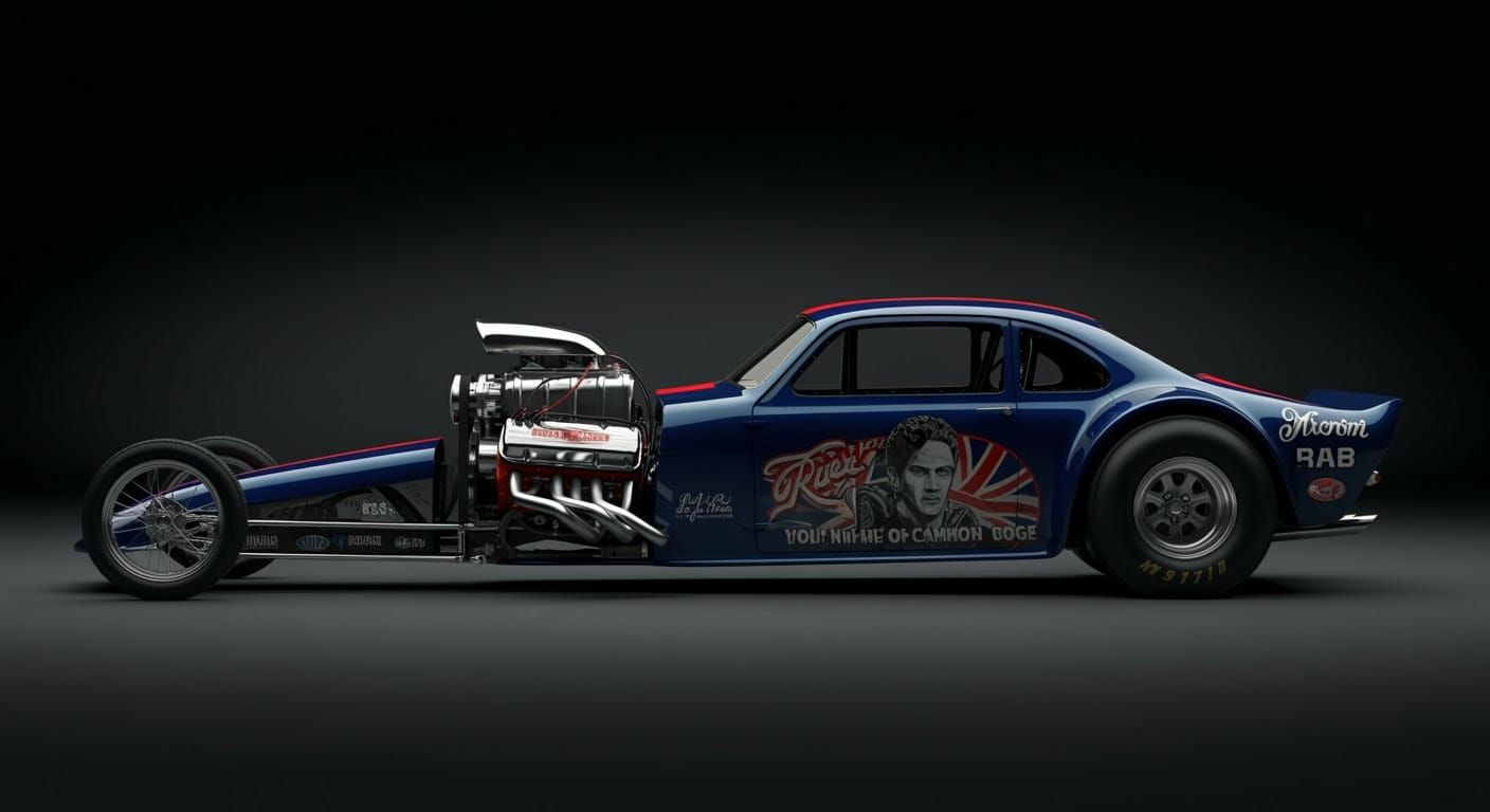 Classic Dragster Concept Car in British Boom Style - AI Art