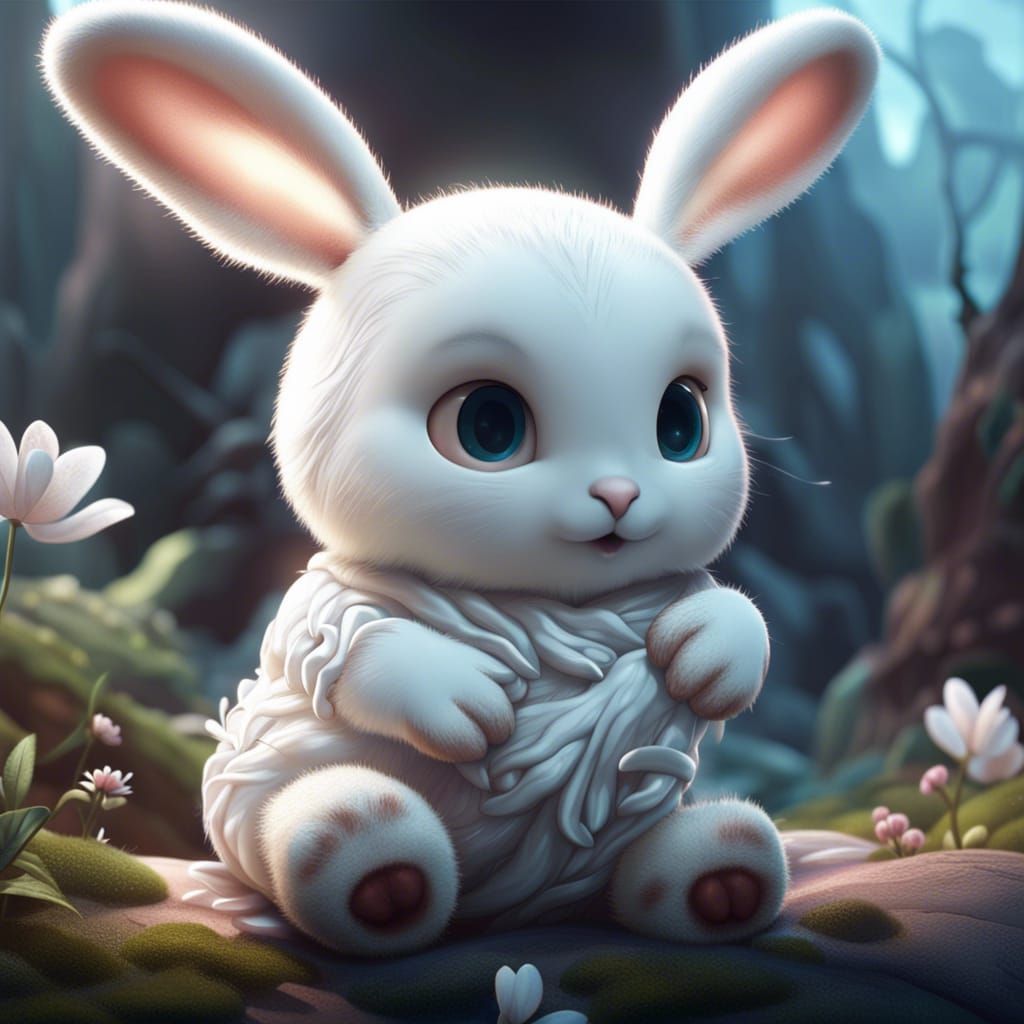 Cute White Bunny - AI Generated Artwork - NightCafe Creator