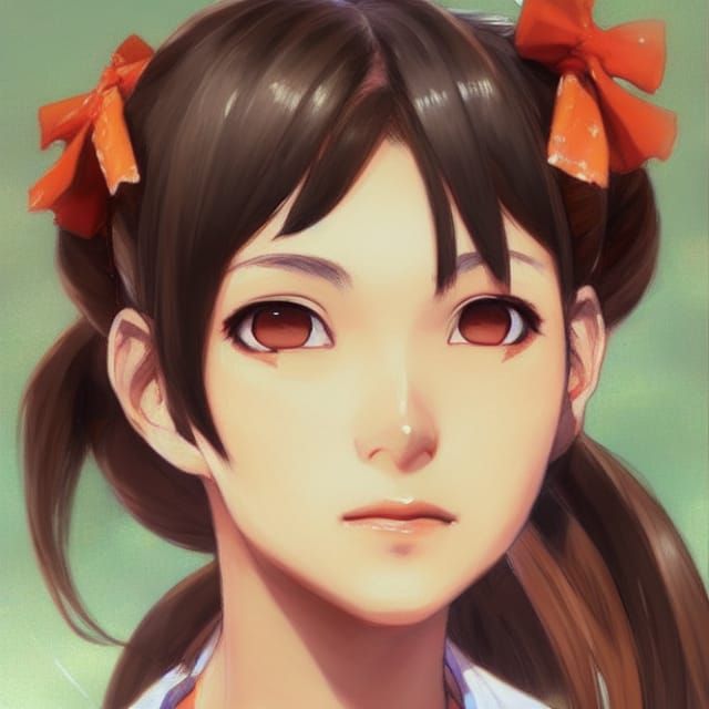 Portrait of Nanako Dojima with brown hair in short pigtails from ...