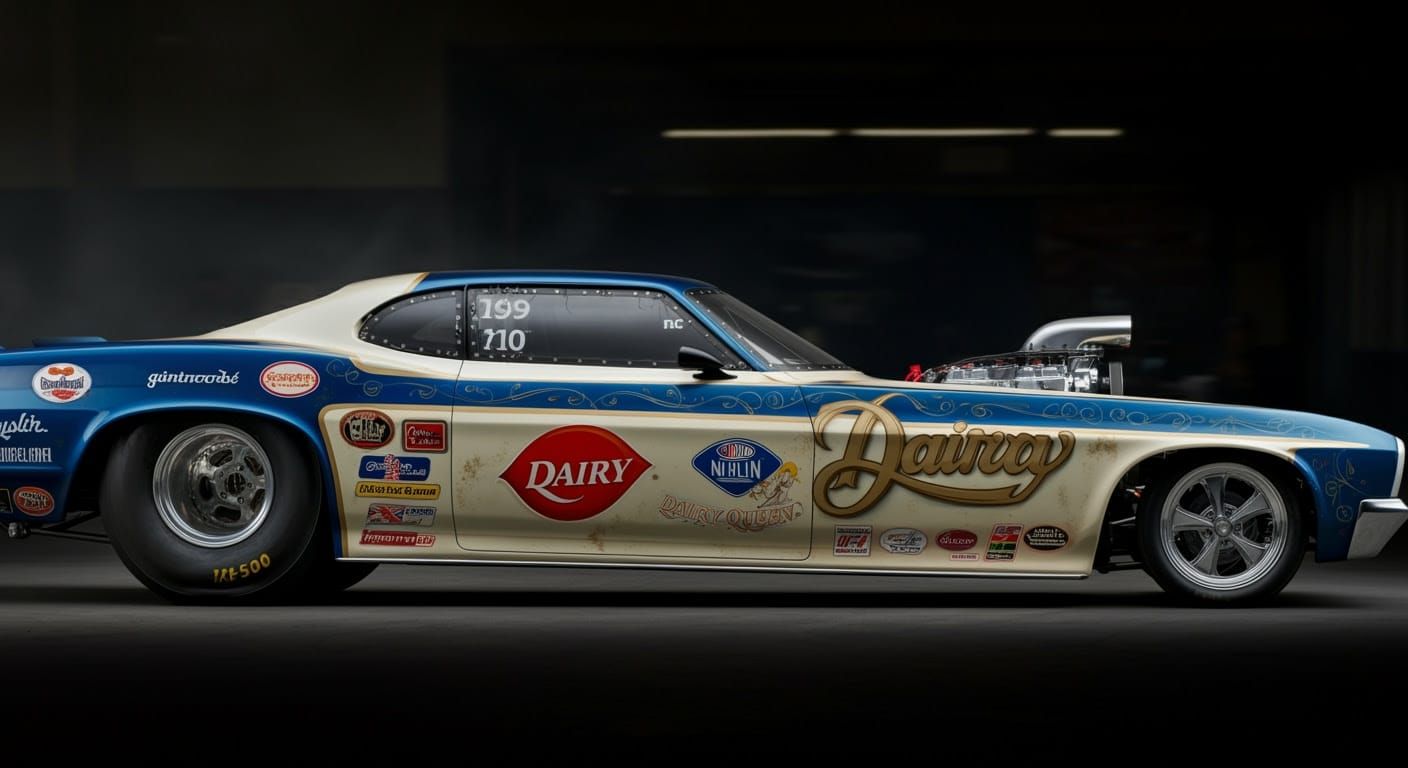 Retro-Futuristic Dragster in Classic American Musc... - AI Art