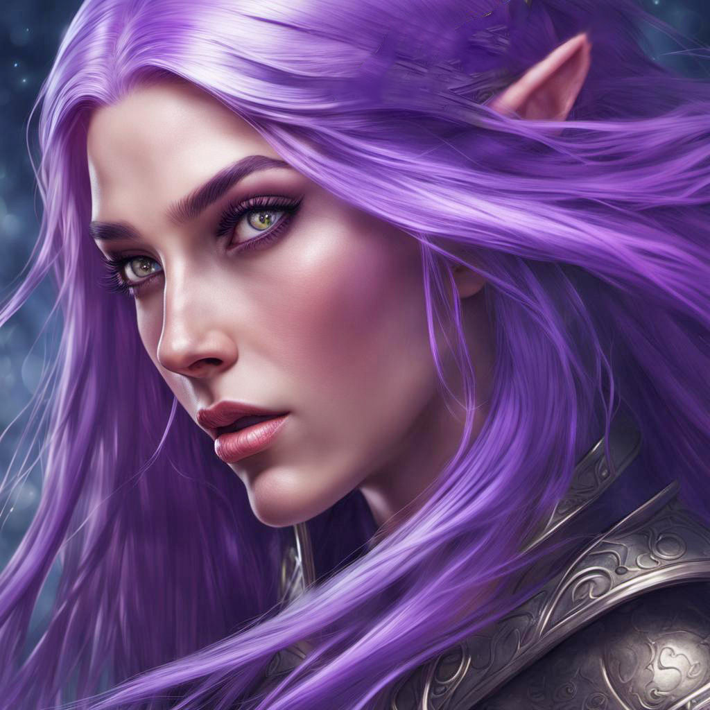 Purple Elf - very close - AI Generated Artwork - NightCafe Creator