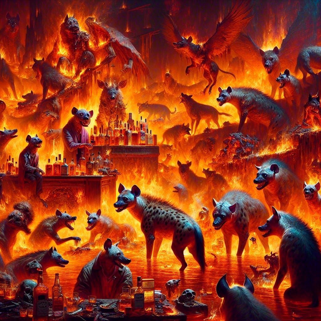 Hyenas Hell fantasy - AI Generated Artwork - NightCafe Creator