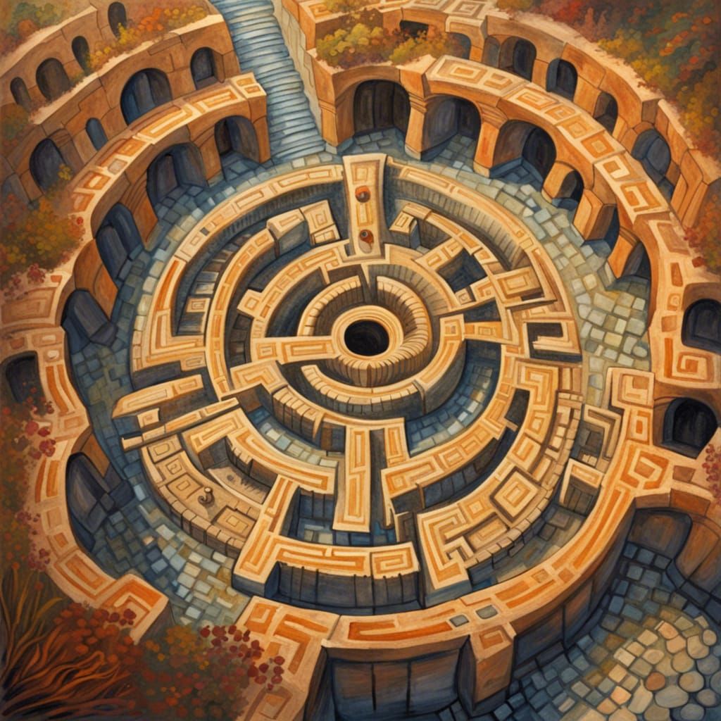 Ancient Minoan labyrinth - AI Generated Artwork - NightCafe Creator