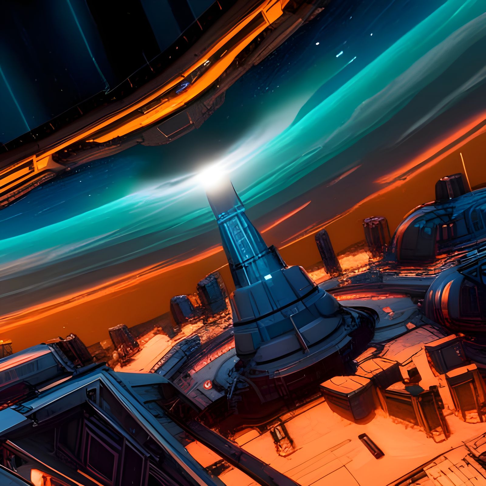 Moon coil tower - AI Generated Artwork - NightCafe Creator