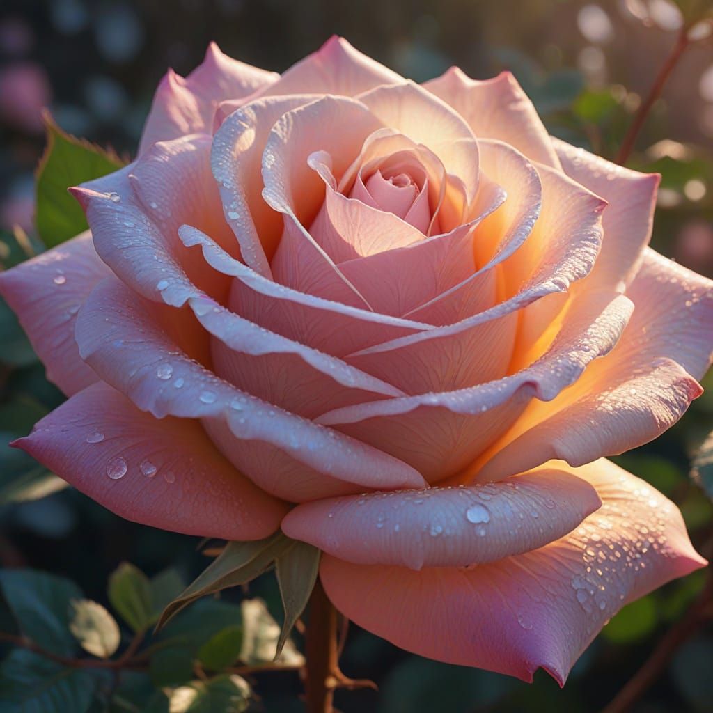 Glowing Crystal Rose in Vibrant, Hyper-Realistic D... - AI Art