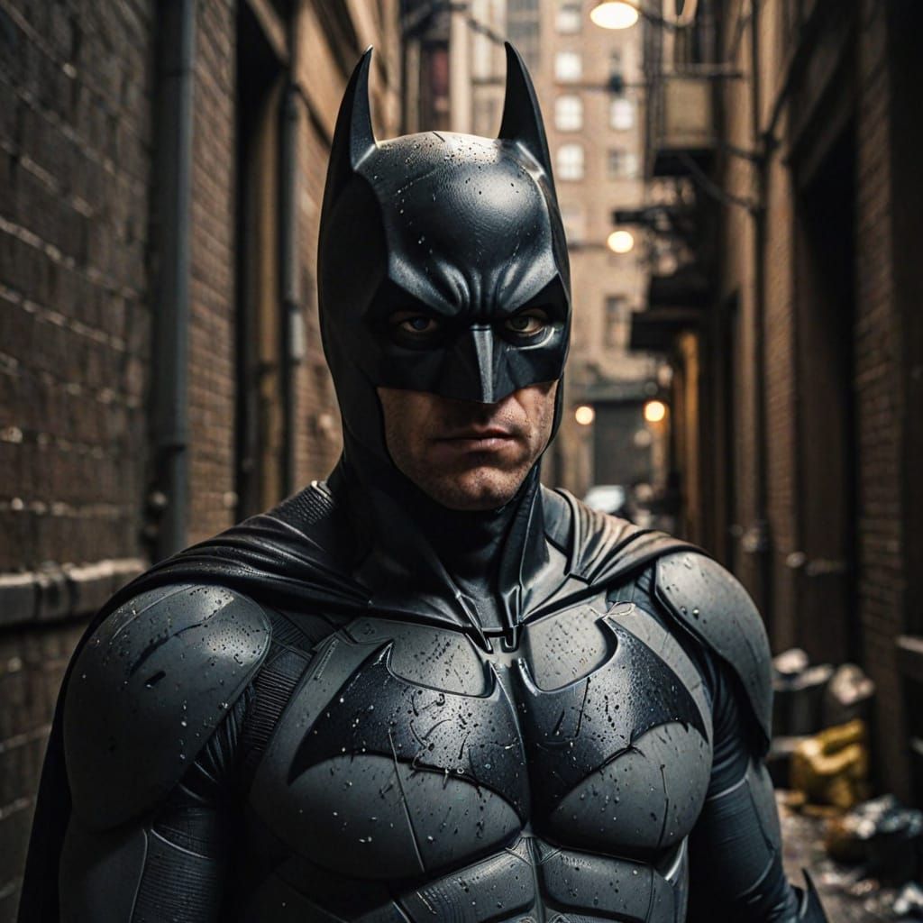 Batman - Batman in Dark and Gritty Gotham City Alleyway