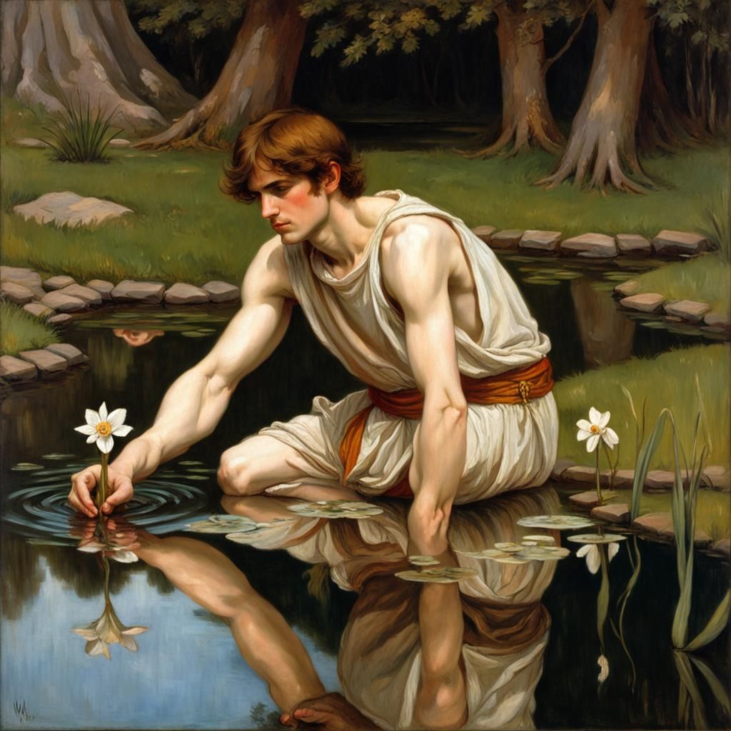 Narciso y su reflejo - AI Generated Artwork - NightCafe Creator