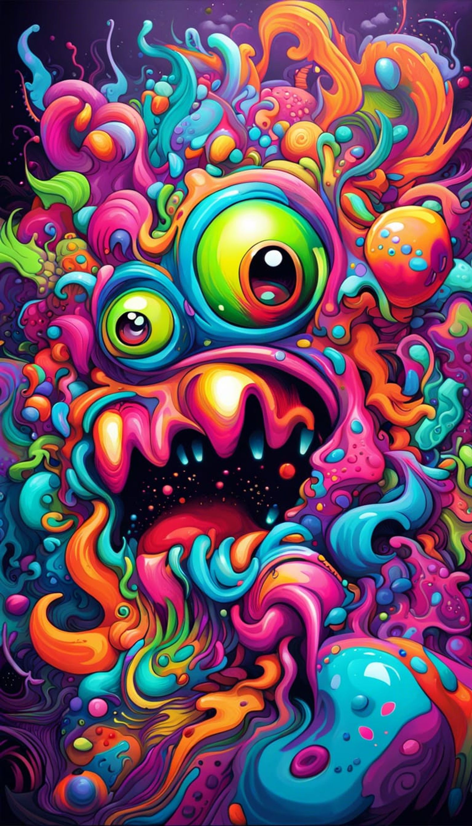 [GT] Psychedelic monster party graffiti art - AI Generated Artwork ...