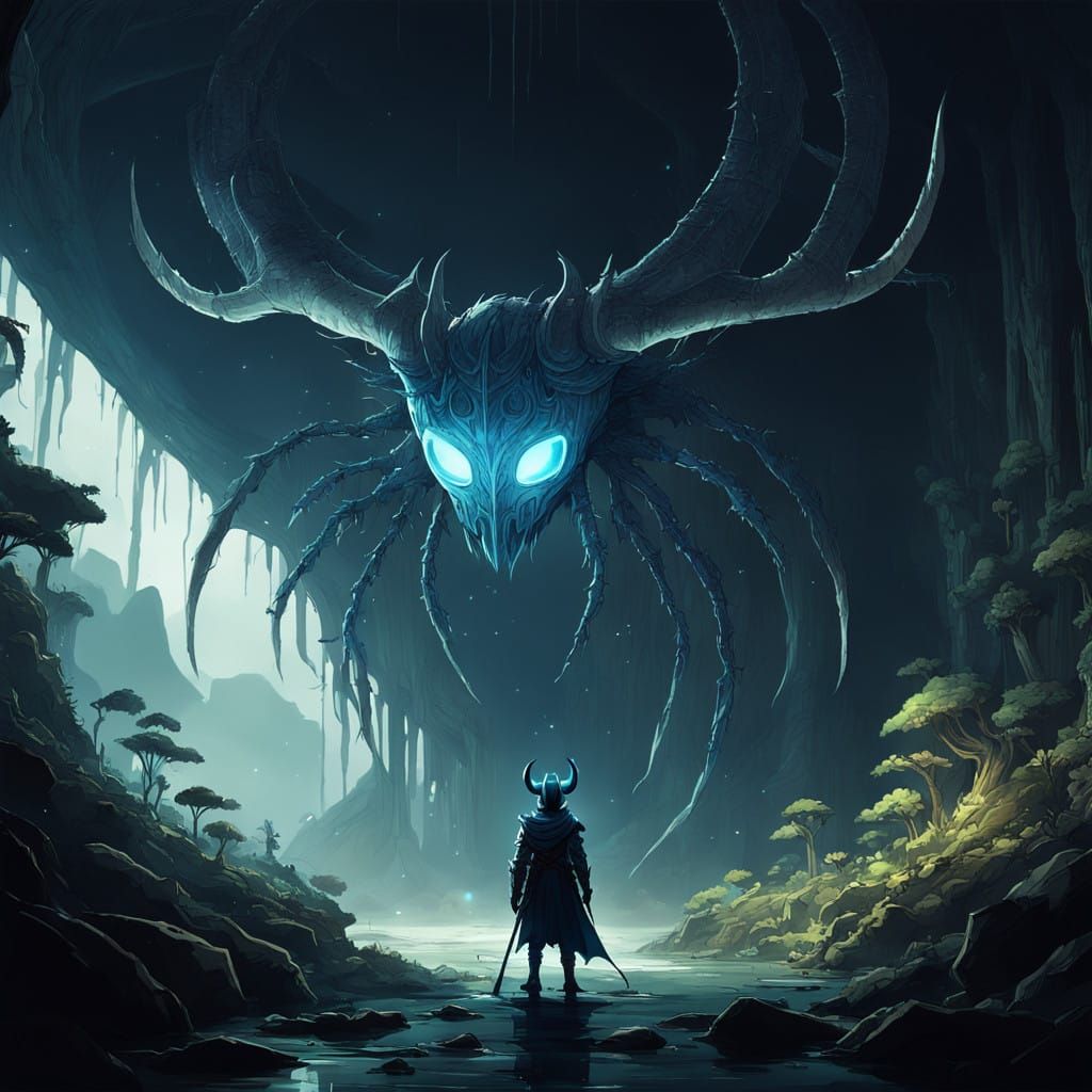 Hollow Knights V - Brave Hollow Knight in Luminous Armor Con...