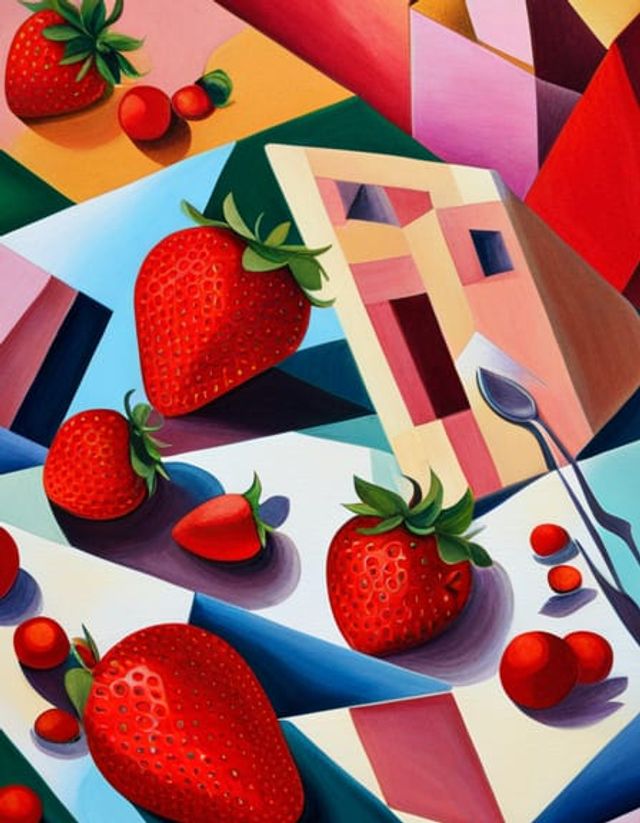 strawberries cubist painting abstract cubism - AI Generated Artwork ...