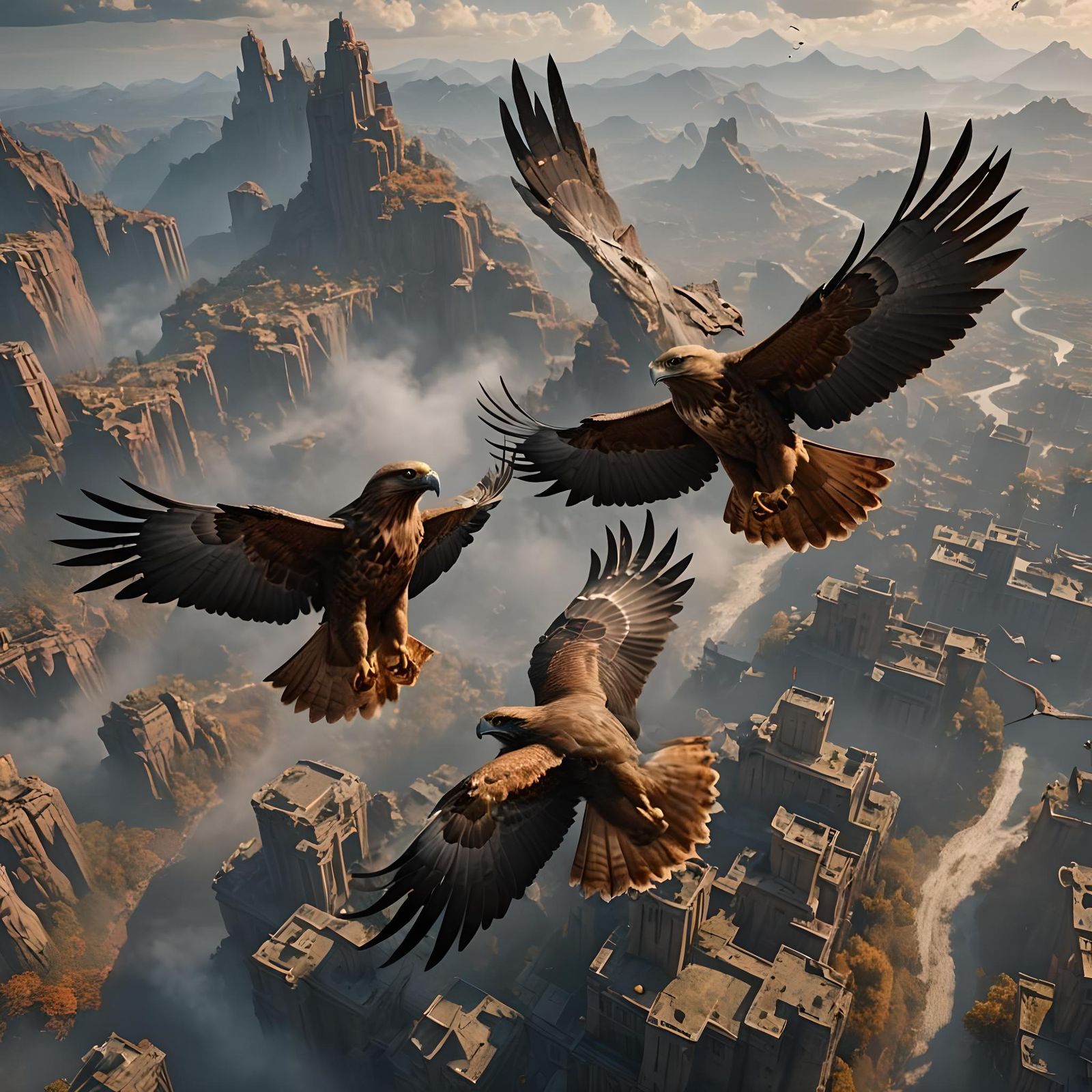 Hawk 1, Hawk 2, Hawk 3 - AI Generated Artwork - NightCafe Creator