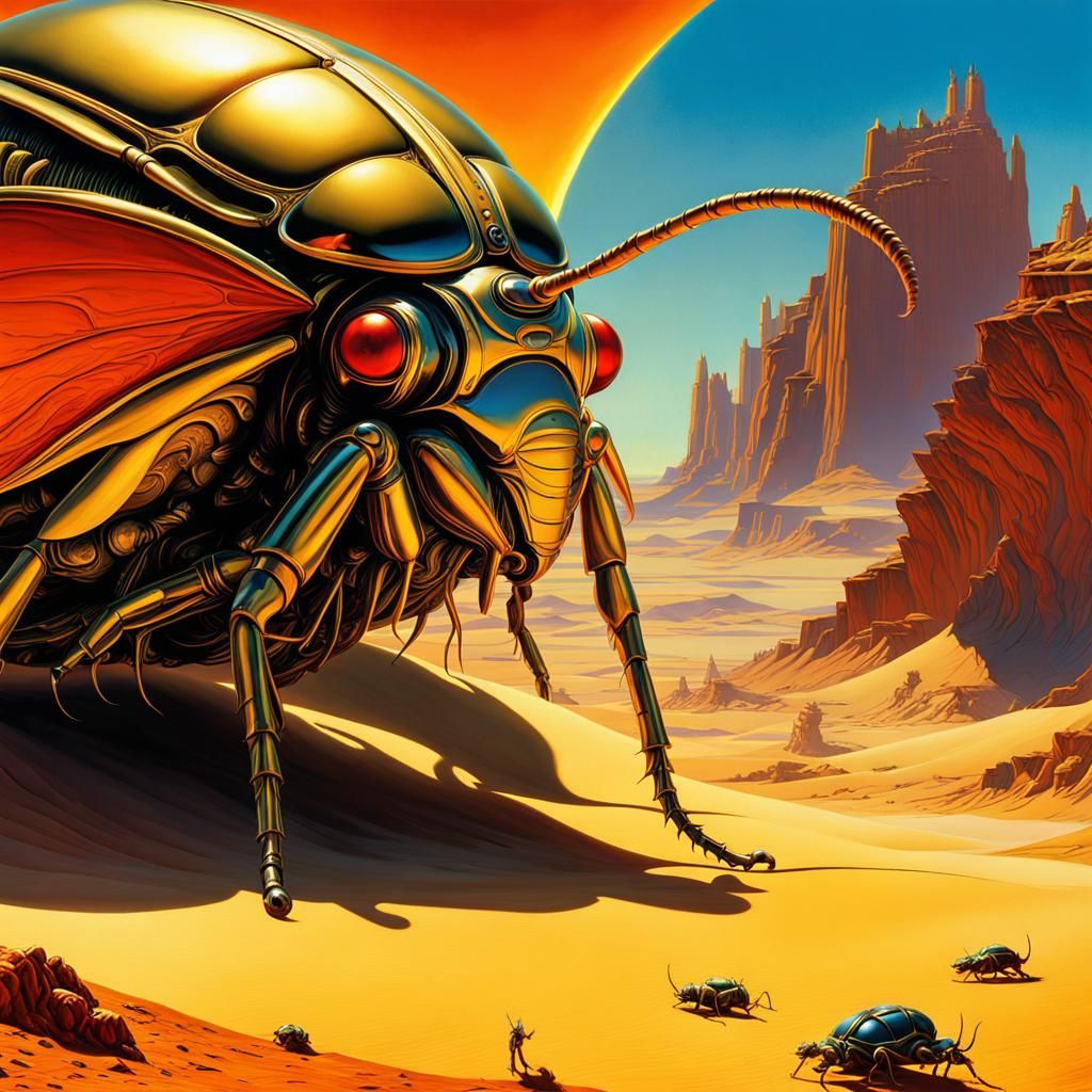 as the sun scorches the land and large, southern insect bodies crack ...