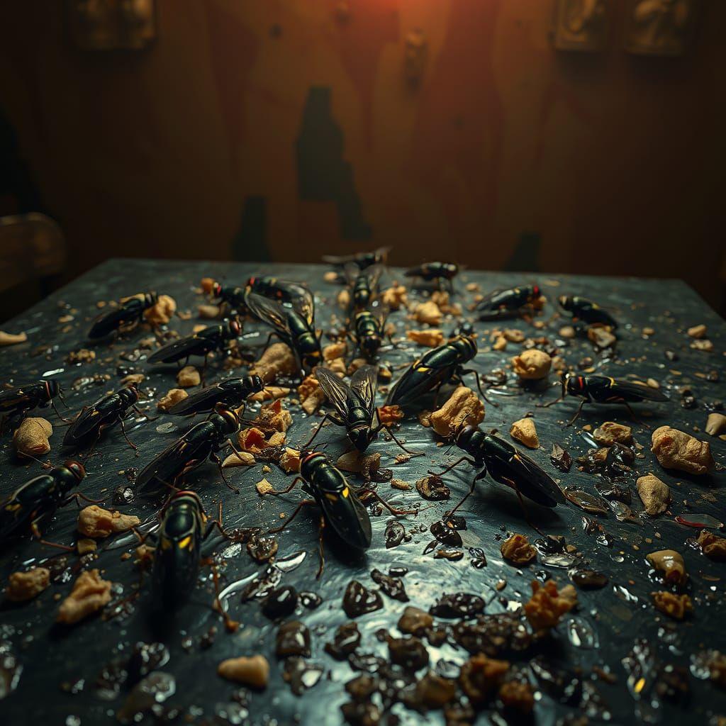 Surreal Insects Feast on Filth in a Grotesque, Hyp... - AI Art