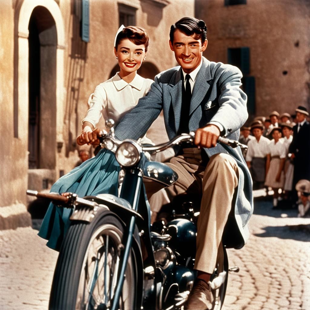Famous 1953 movie Roman holiday with Audrey Hepburn and Gregory Peck ...