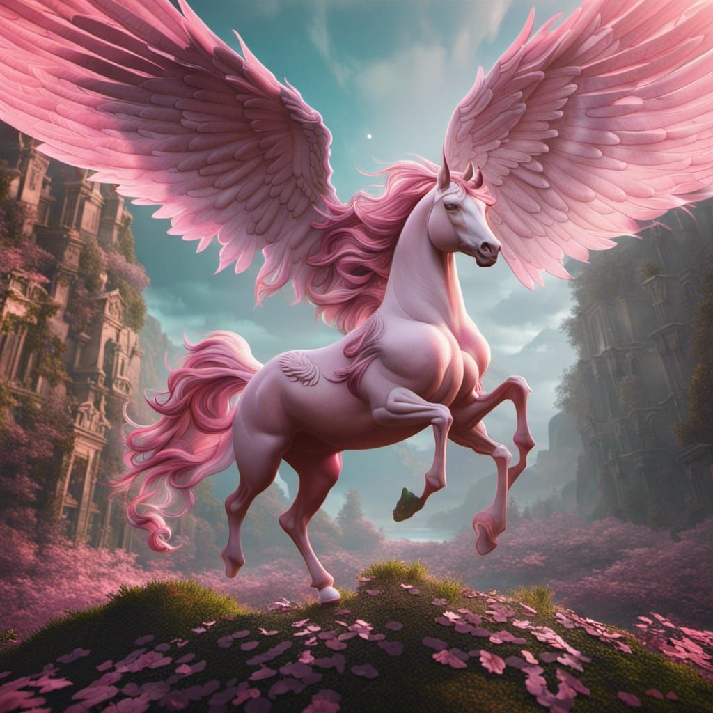 Pale pink pegasus - AI Generated Artwork - NightCafe Creator