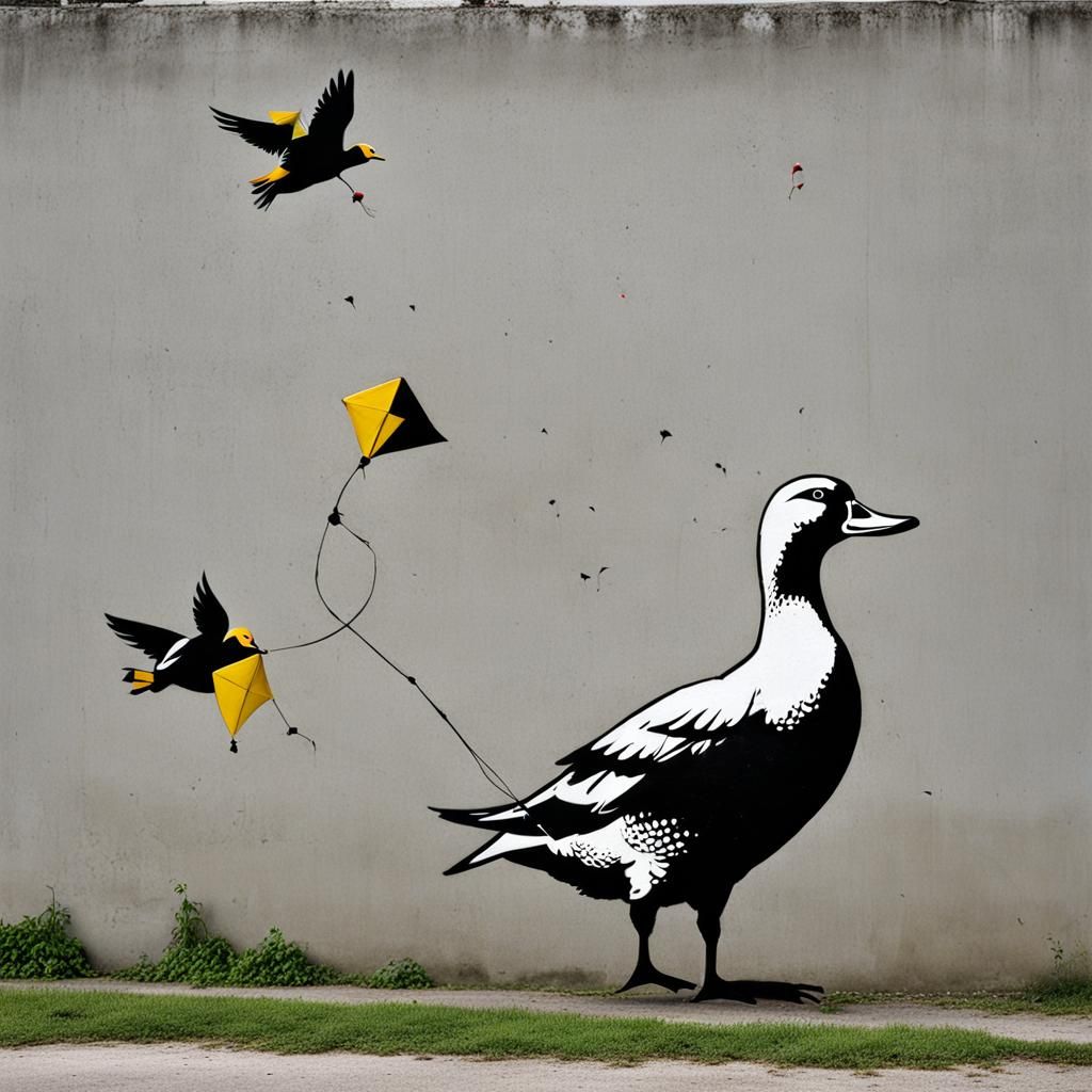 Ducks with Kites by Banksy - Ducks with Kites by Banksy