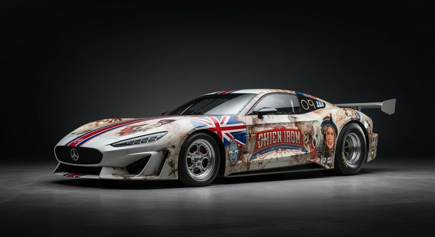 Retro-Futuristic Dragster Concept in Cyberpunk Liv... - AI Art