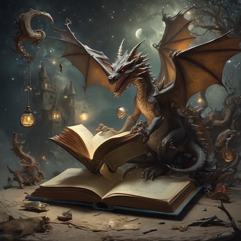 Reading Dragon - AI Generated Artwork - NightCafe Creator