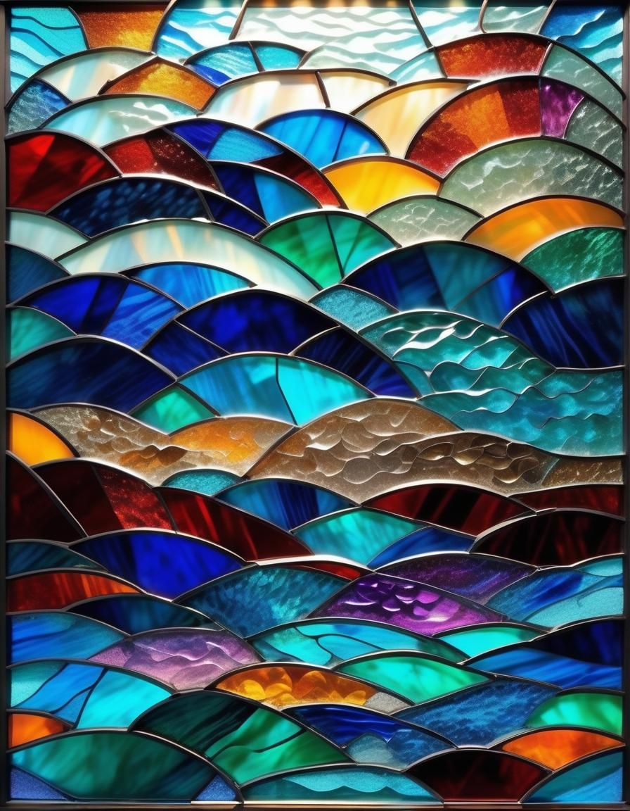 Abstract stained glass waves - AI Generated Artwork - NightCafe Creator